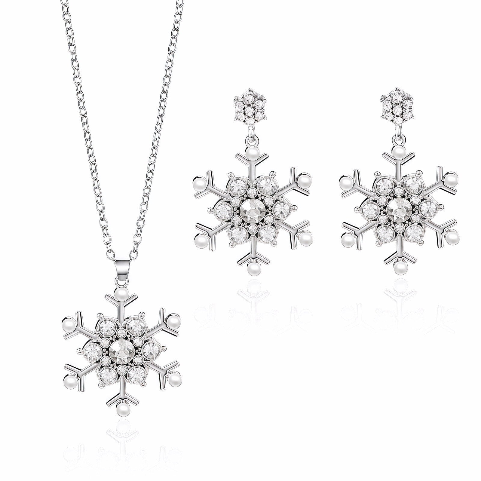 Midir&Etain Fashion Snowflake Bling Jewelry Set Womens Holiday Party ...
