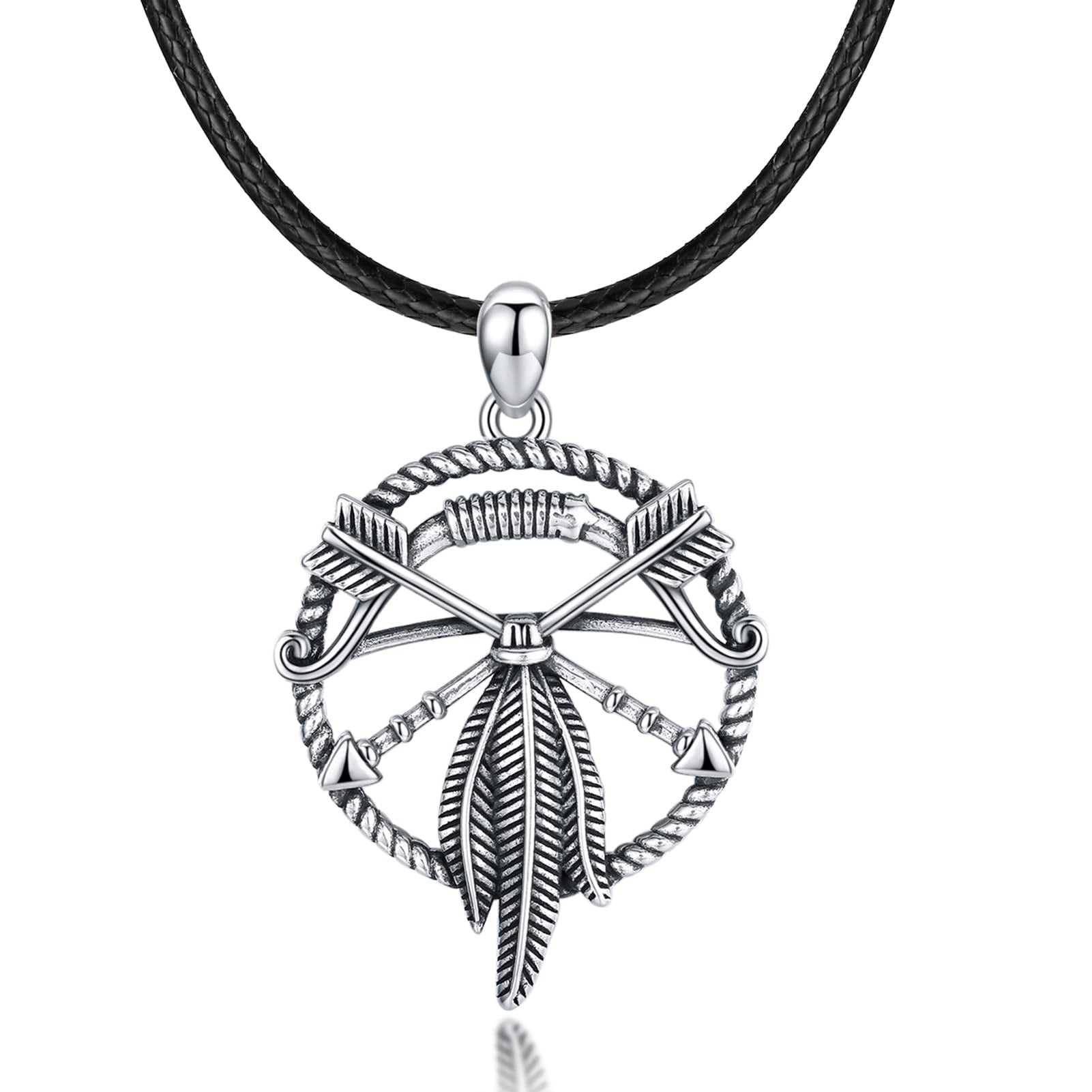Midir&Etain Feather Necklace 925 Sterling Silver Bow Arrow Pendant ...