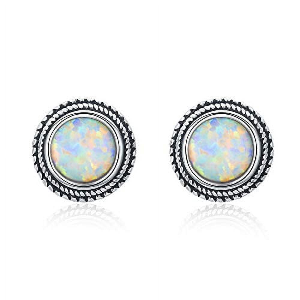 Midir&Etain Opal Earrings 925 Sterling Silver Ladies Opal Study Earrings Round Opal Jewelry for ...