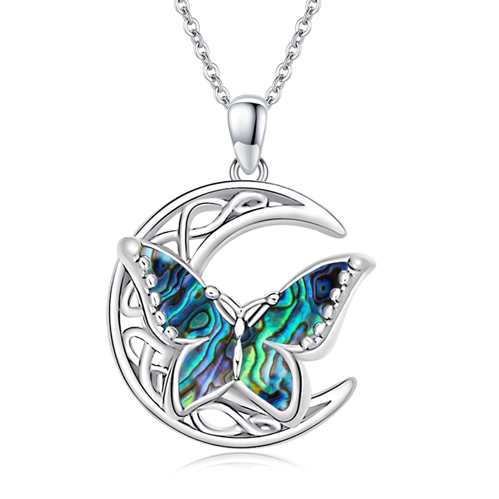 Midir&Etain Abalone Butterfly Necklace 925 Sterling Silver Celtic Moon ...