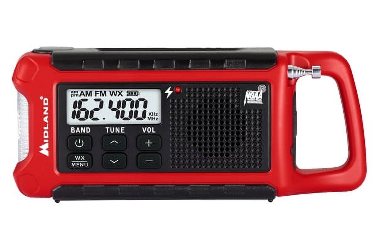 Midland E+Ready Compact Emergency Crank Radio, Red - Walmart Business ...