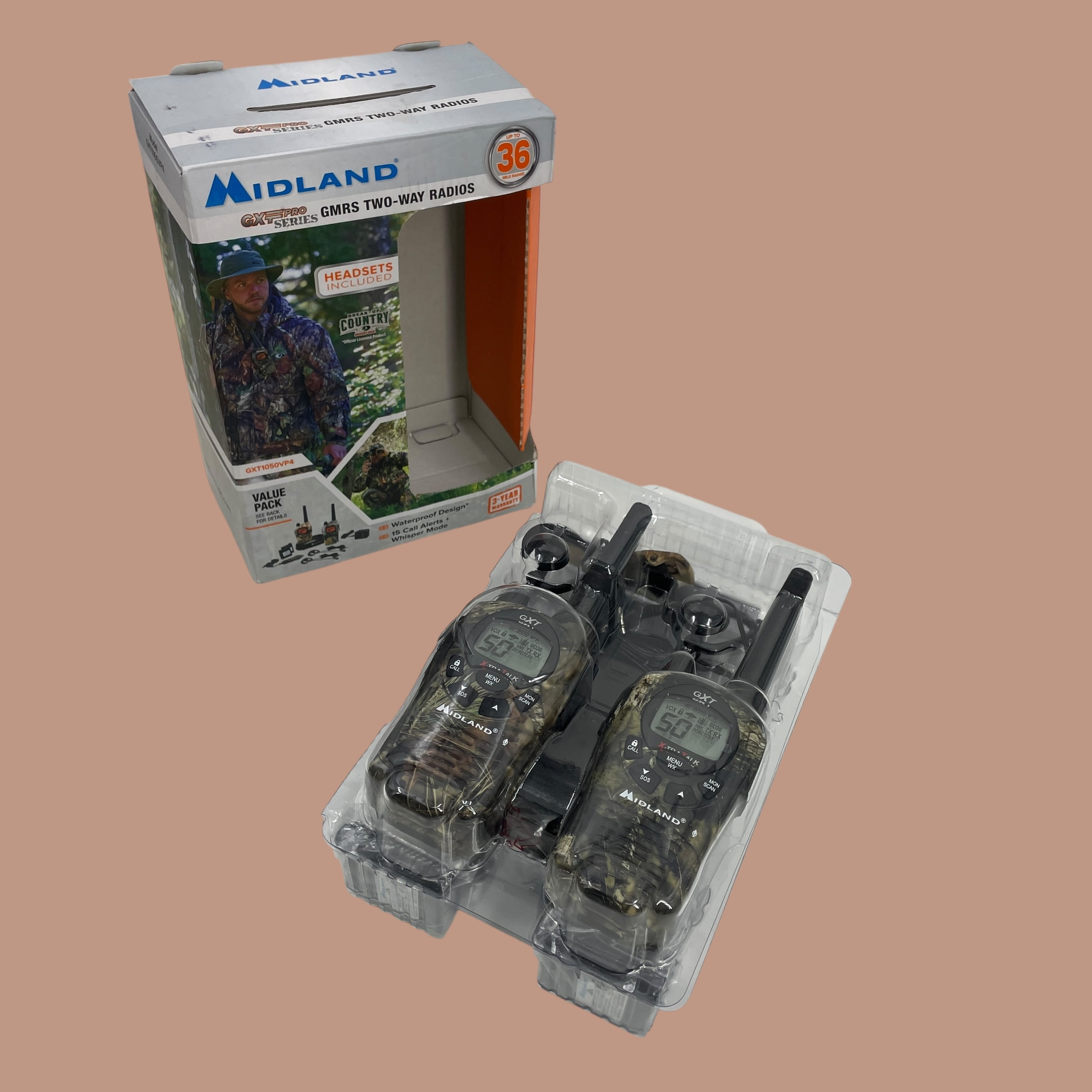 Midland GXT1050VP4 GMRS Two-Ray Radios Long Range Walkie Talkies Mossy ...