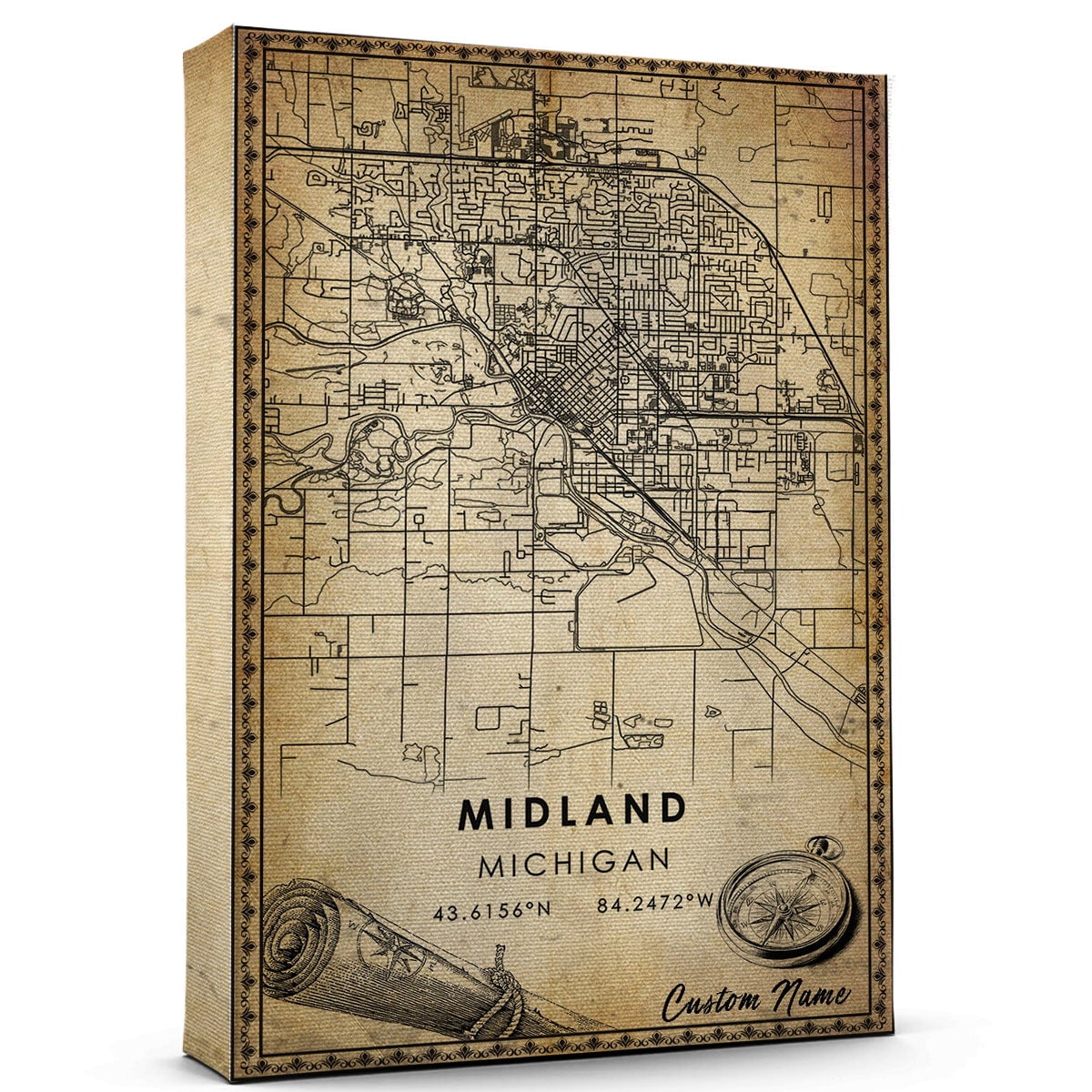 Midland Map Poster, Michigan Map Art Poster, Canvas, Midland Map City ...
