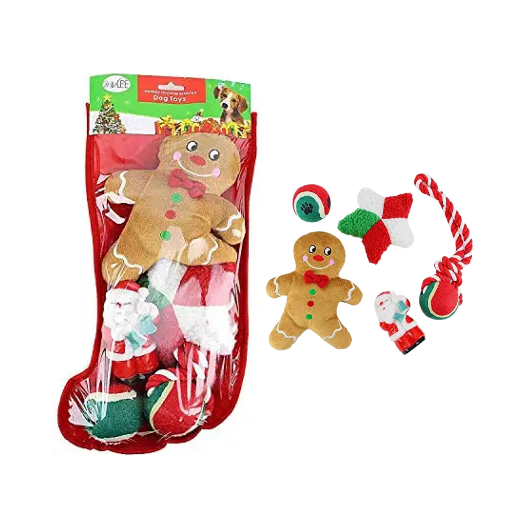 Midlee 5-piece Christmas Dog Toy Gift Set in Holiday Stocking - Walmart.com