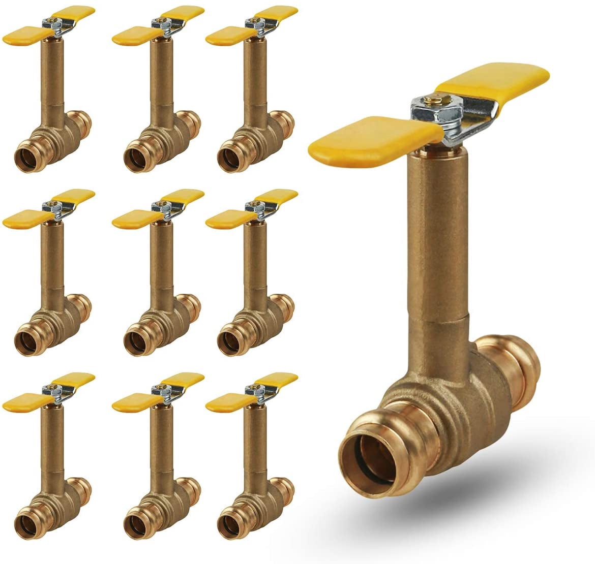 Midline Valve 752256R-10 Premium Brass Press Ball Valve, Long Bonnet ...