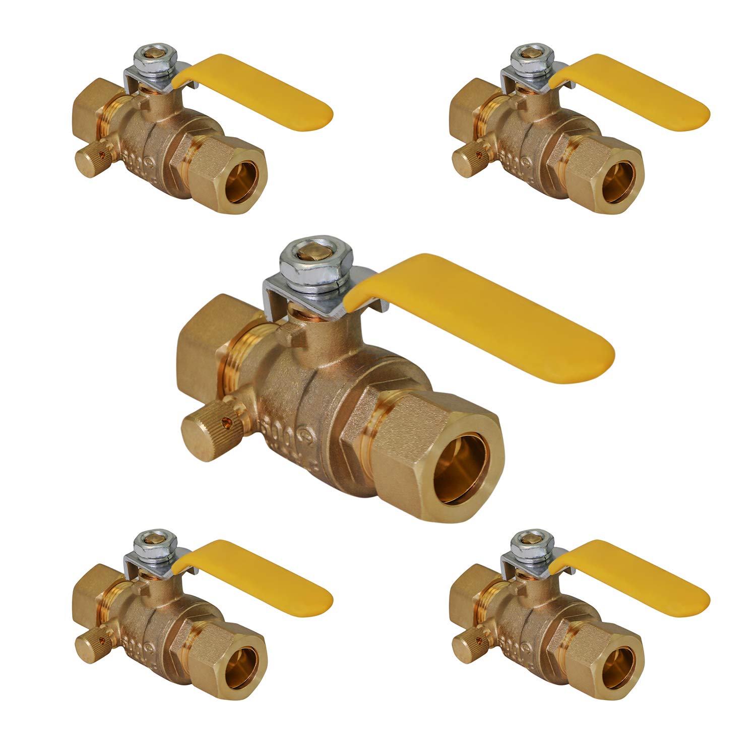 Midline Valve 947223M-5 Premium Brass Full Port Ball Valve with Drain ...