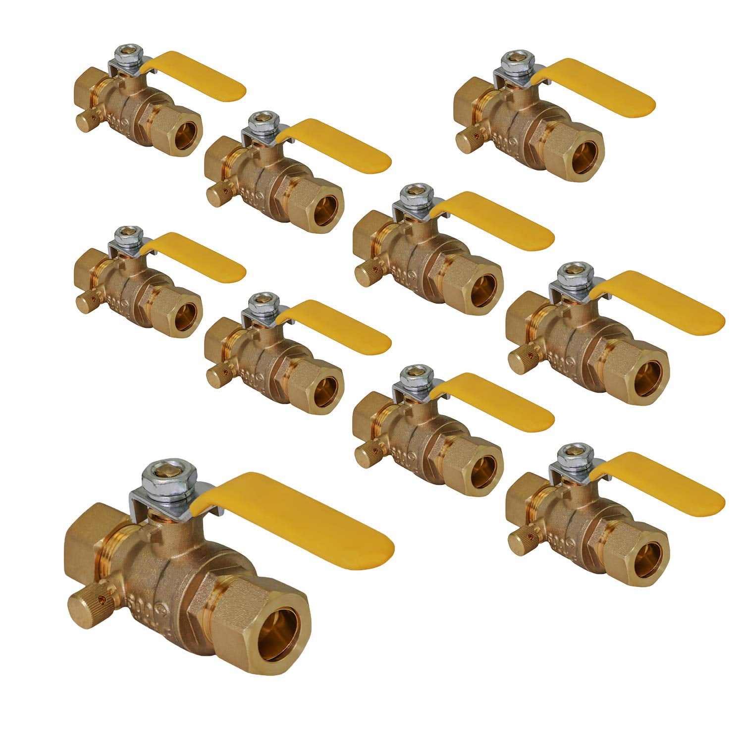 Midline Valve 947256M-10 Premium Brass Full Port Ball Valve with Drain ...