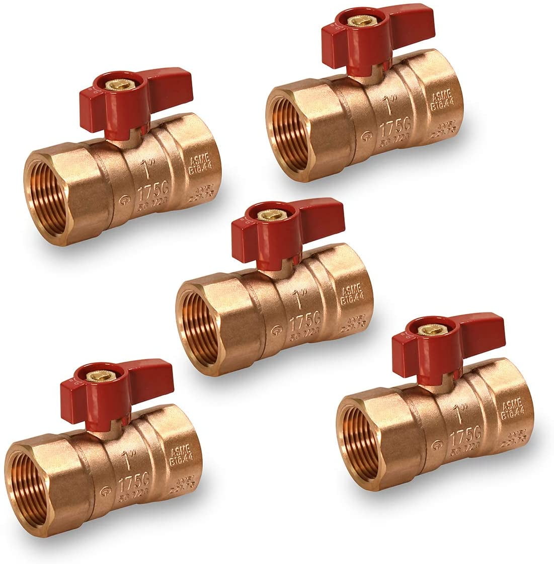 Midline Valve RFIP1-5 Premium Brass Gas Ball Valve, with Red Aluminum ...
