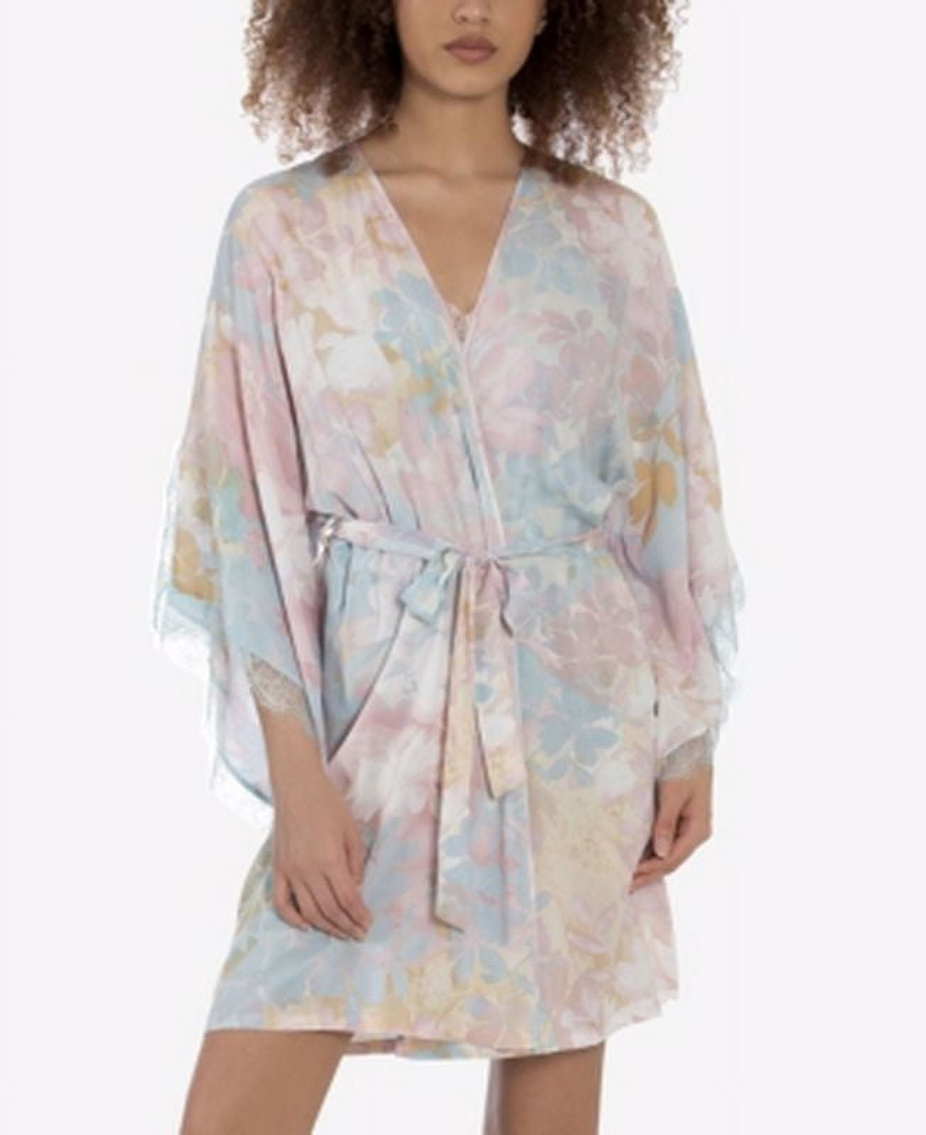 Midnight Bakery Women’s Nikki Floral Print Wrap Robe, Cream, Medium ...