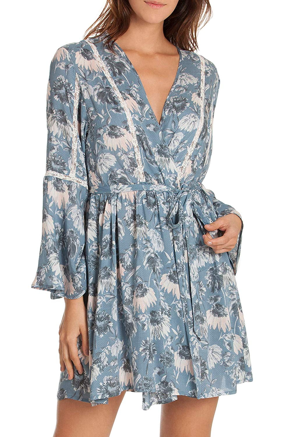 Midnight Bakery Womens Floral Wrap Robe Blue/Peach XL - Walmart.com