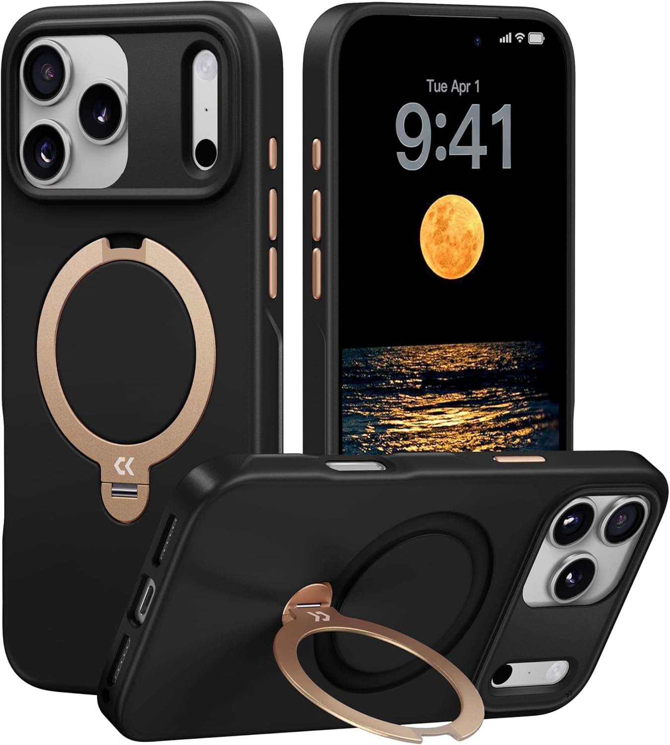 Midnight Black Designed for iPhone 17 Pro Max Case with Spin Magnetic ...