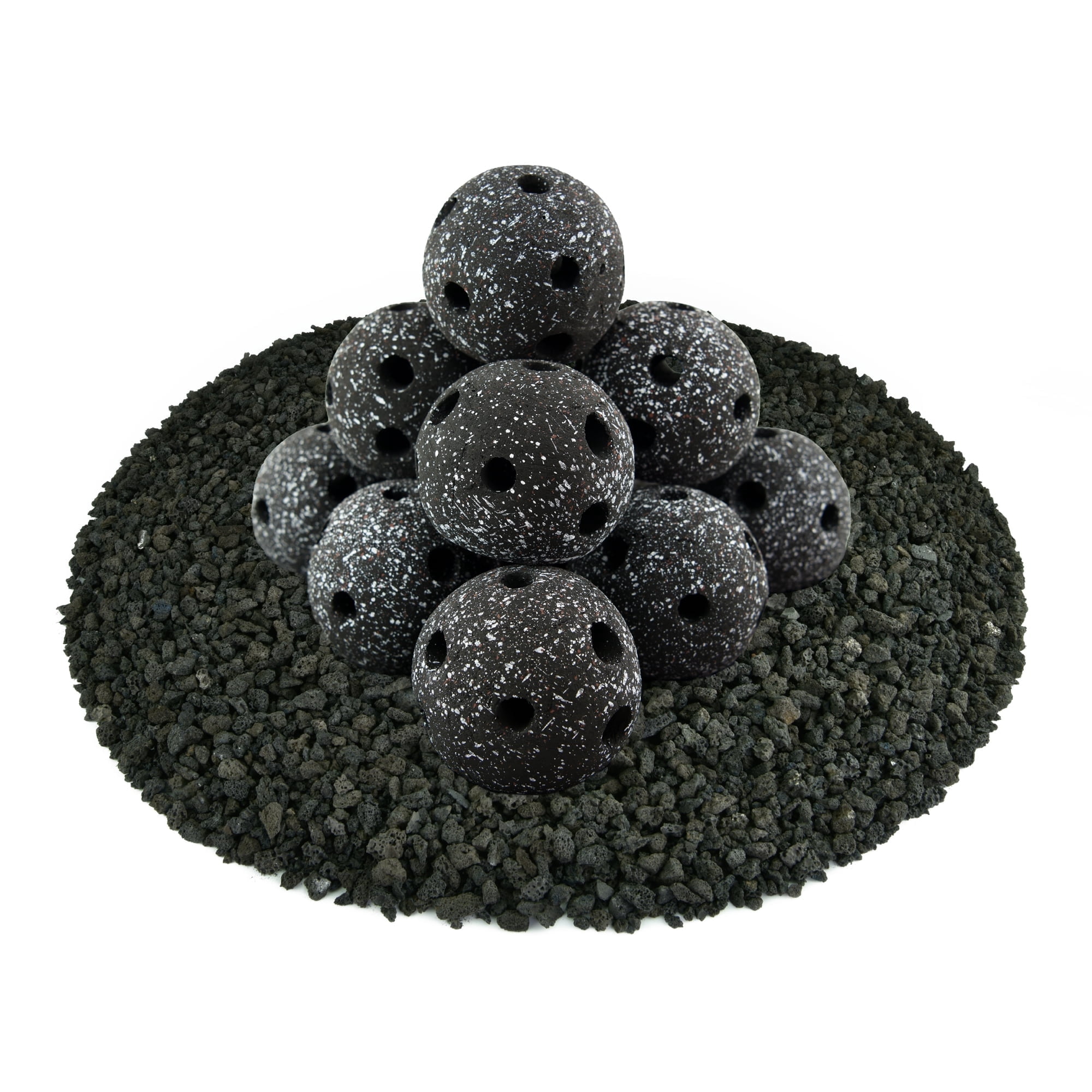 Midnight Black Speckled, Hollow Ceramic Fire Balls | 4" Set of 14 ...