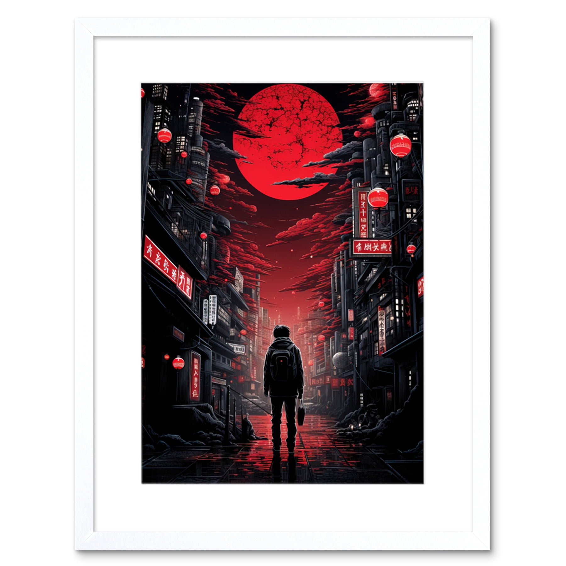 Midnight Blood Moon in Tokyo Conceptual Artwork Gothic Street Japanese ...
