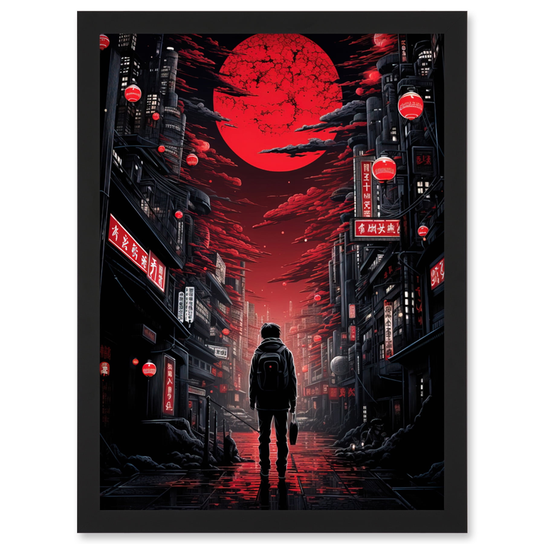 Midnight Blood Moon in Tokyo Conceptual Artwork Gothic Street Japanese ...