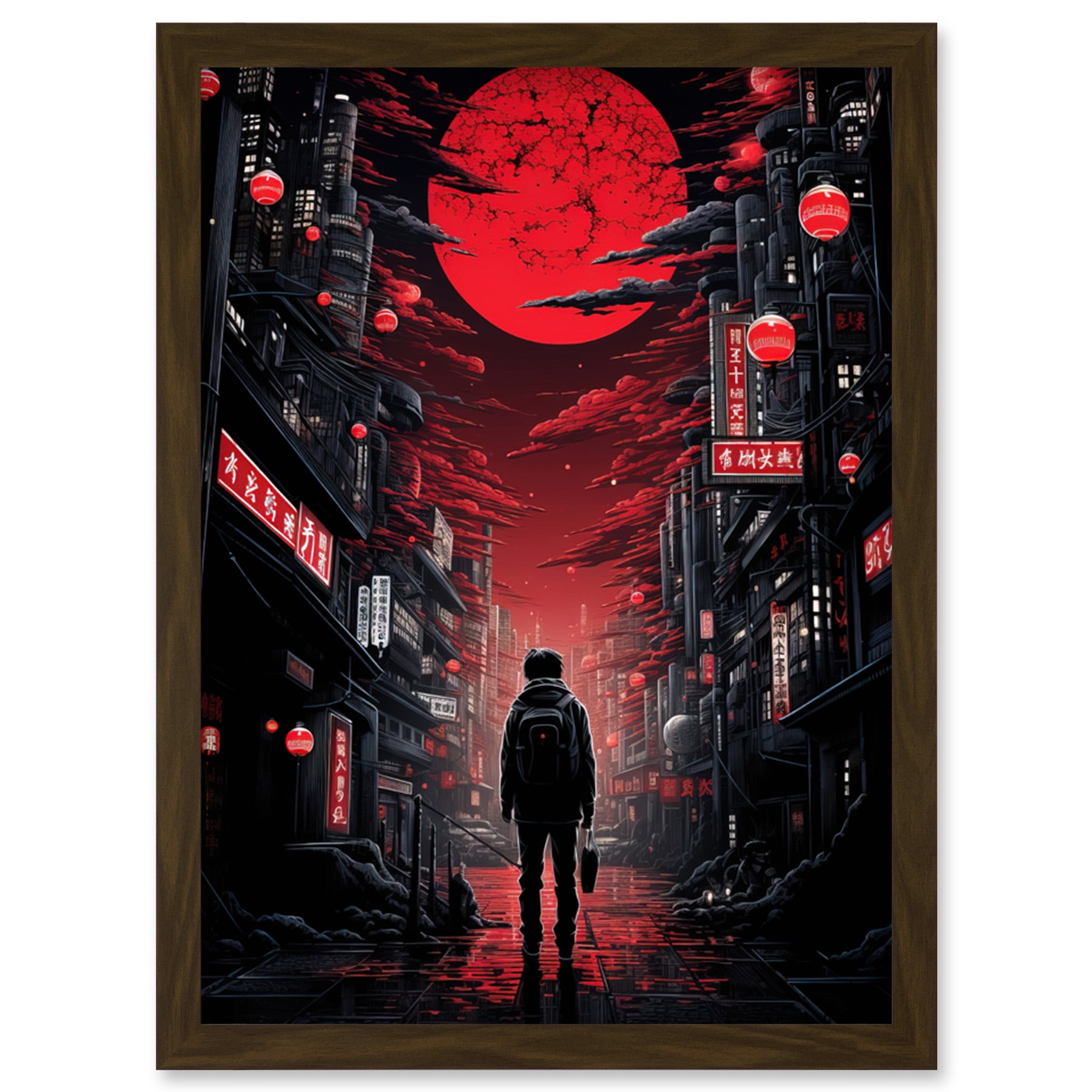 Midnight Blood Moon in Tokyo Conceptual Artwork Gothic Street Japanese ...