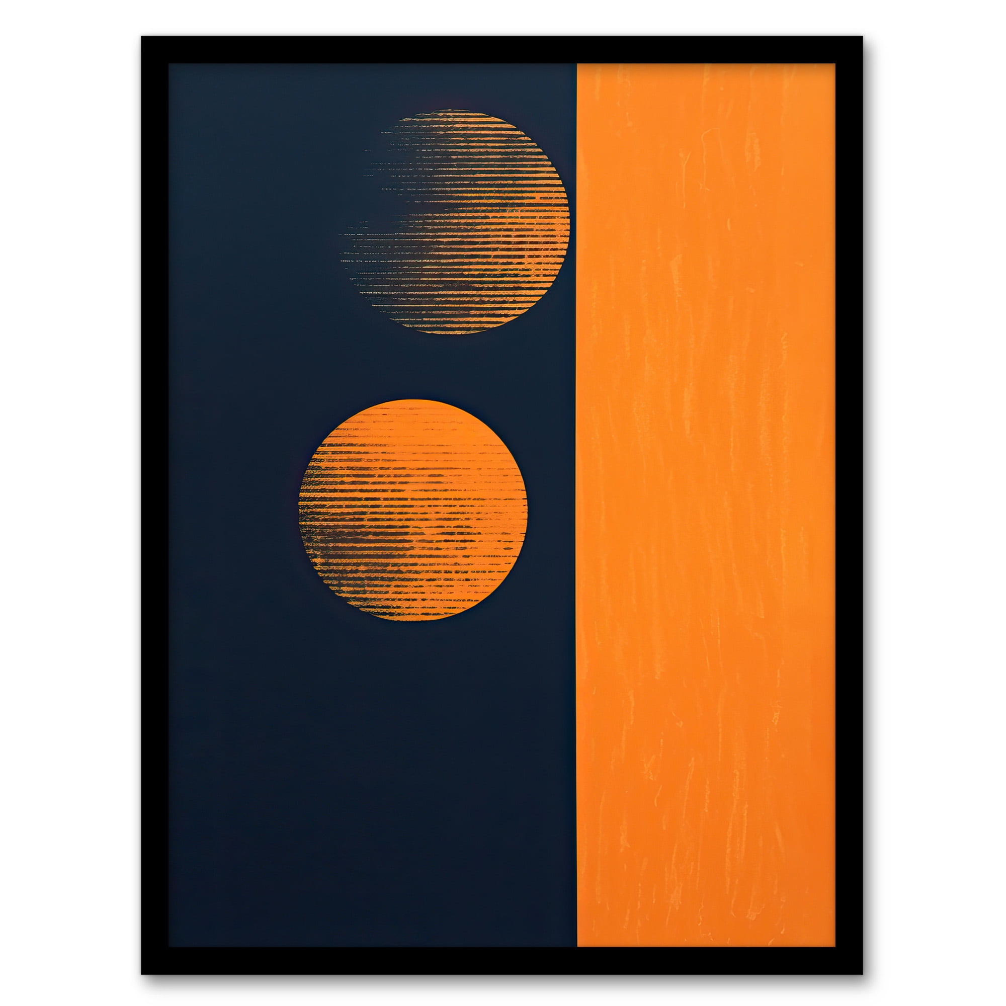 Midnight Blue And Pumpkin Minimalist Abstract Risograph Screenprint ...