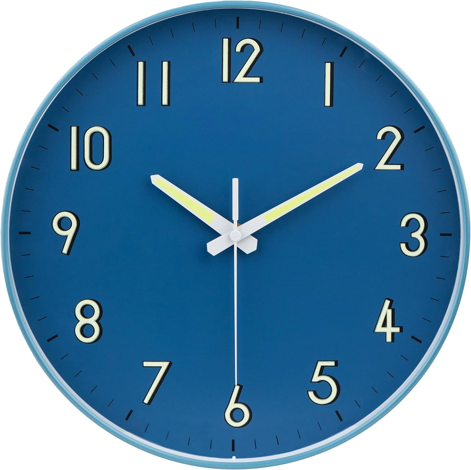 Midnight Blue Silent Wall Clock, with Glow in The Dark Numbers and ...