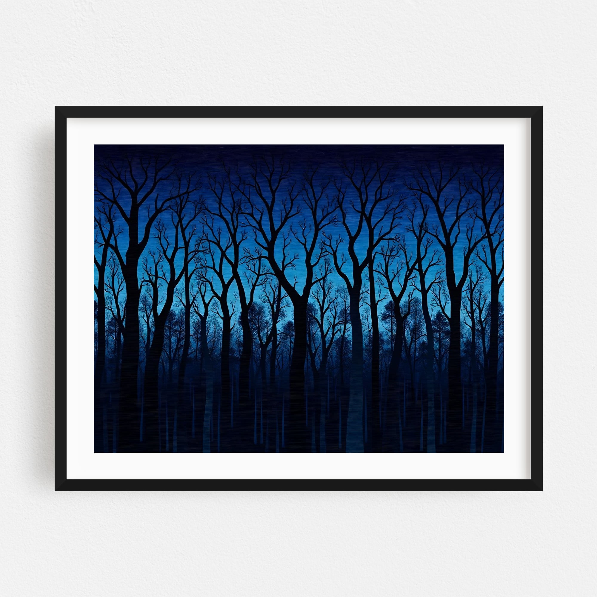 Midnight Canopy - Painting Forest Silhouette Nature Woods Night Sky ...