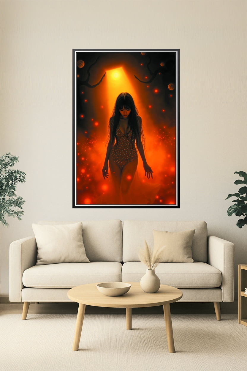 Midnight Ember – Surreal Femme Poster in Fiery Cosmic Light 【Rolled Canvas】 - Walmart.com