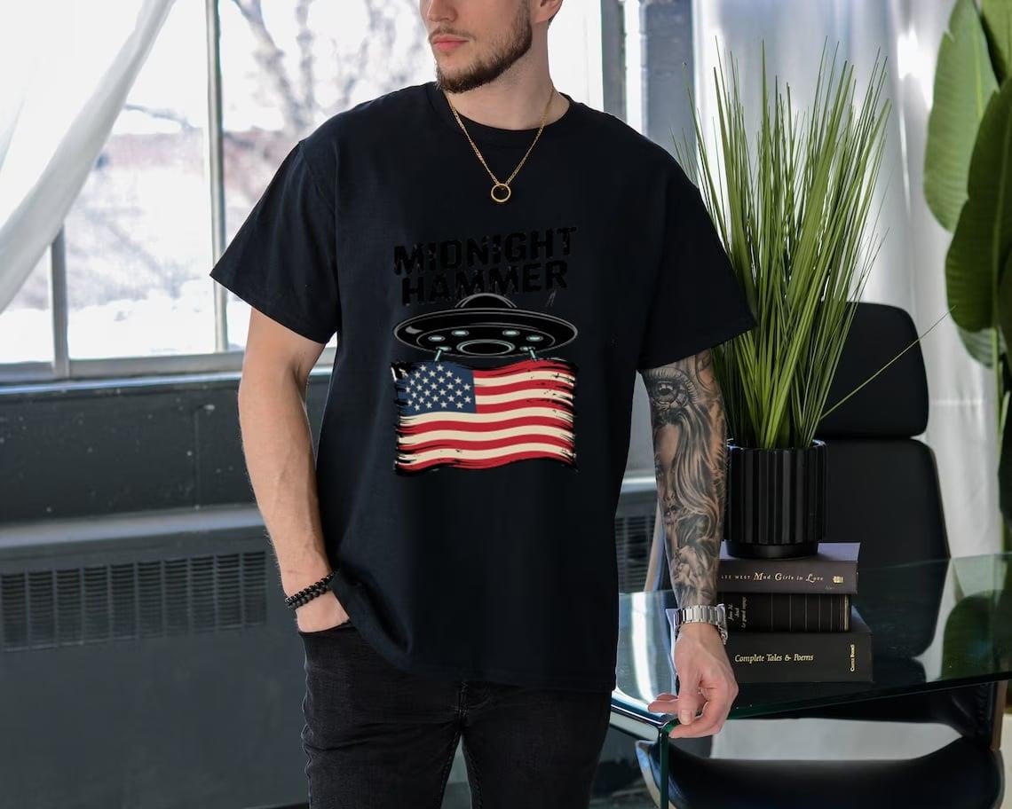 Midnight Hammer T-shirt with B-2 Stealth Jet Military Theme, for men ...