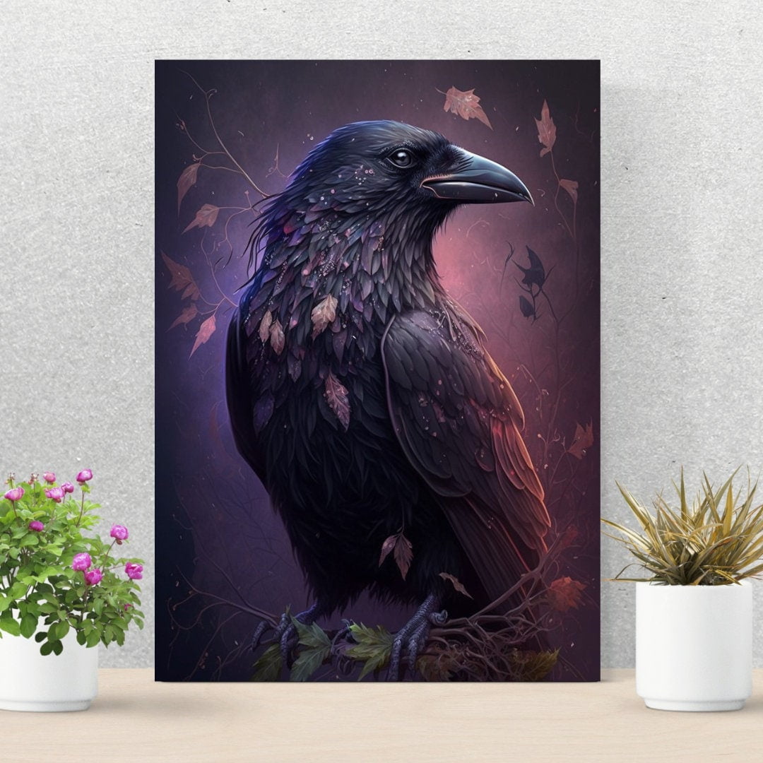 Midnight Messenger - Dark Raven Canvas Wall Art - Walmart.com