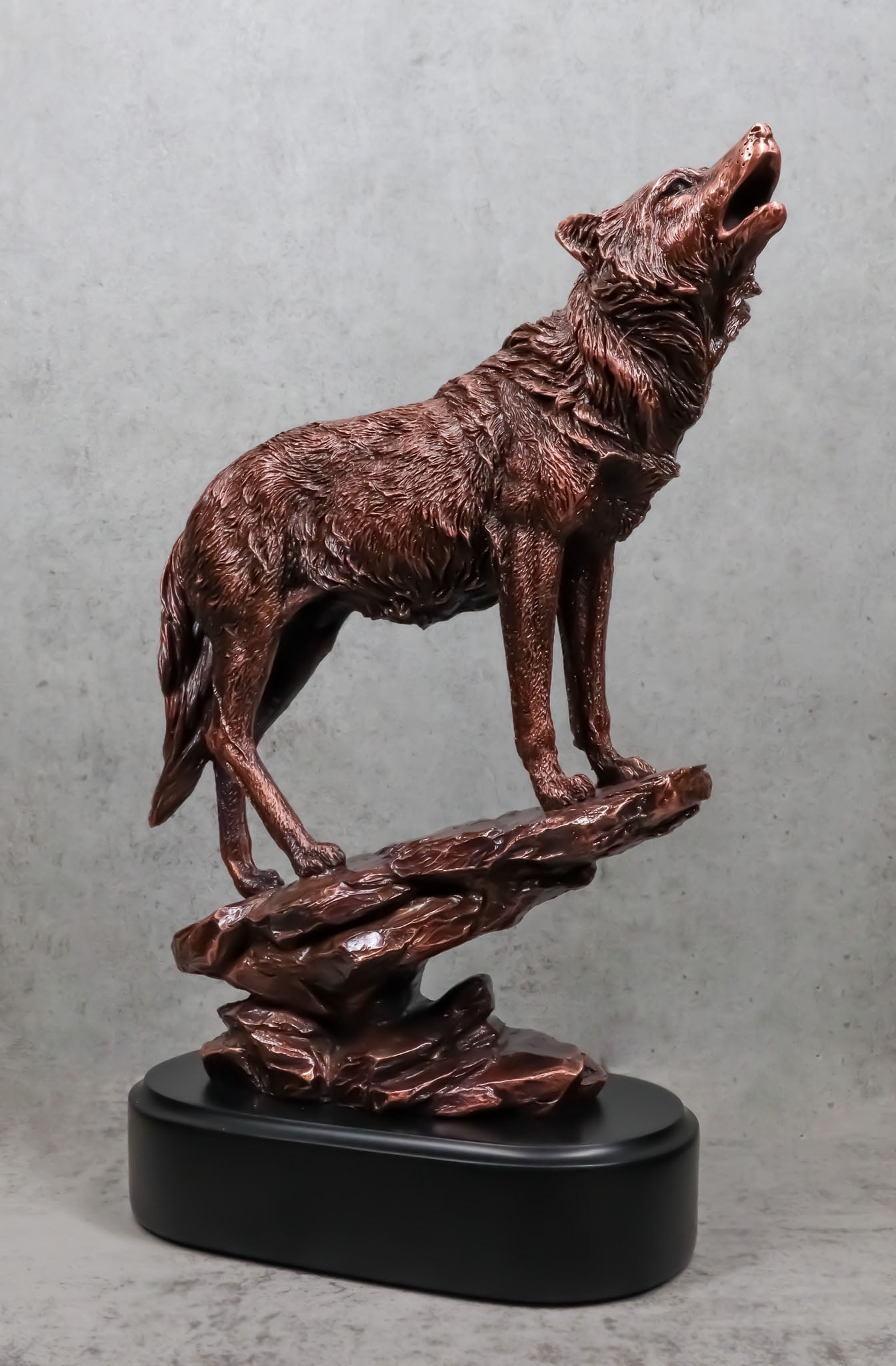 Midnight Moon Howling Alpha Gray Wolf Statue In Bronze Electroplated ...
