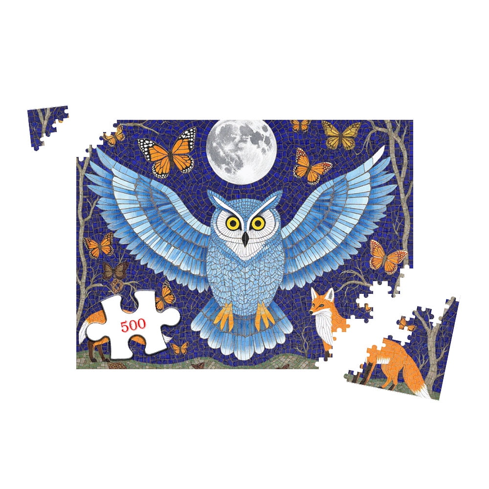 Midnight Owl Mosaic Jigsaw Puzzle for Adults Challenging 500 Piece Art ...