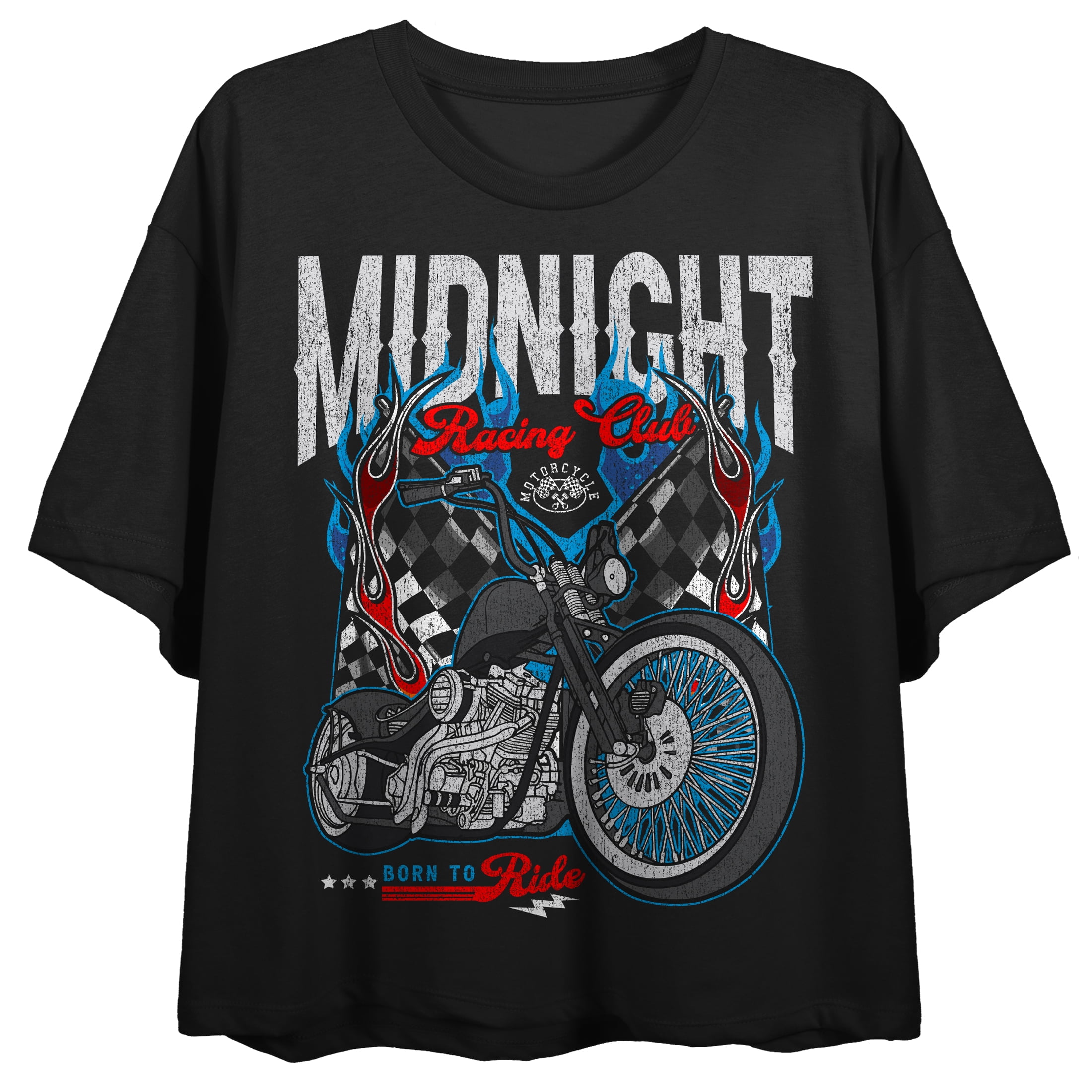 Midnight Racing Club Women's Black Graphic Crop Tee-Medium - Walmart.com