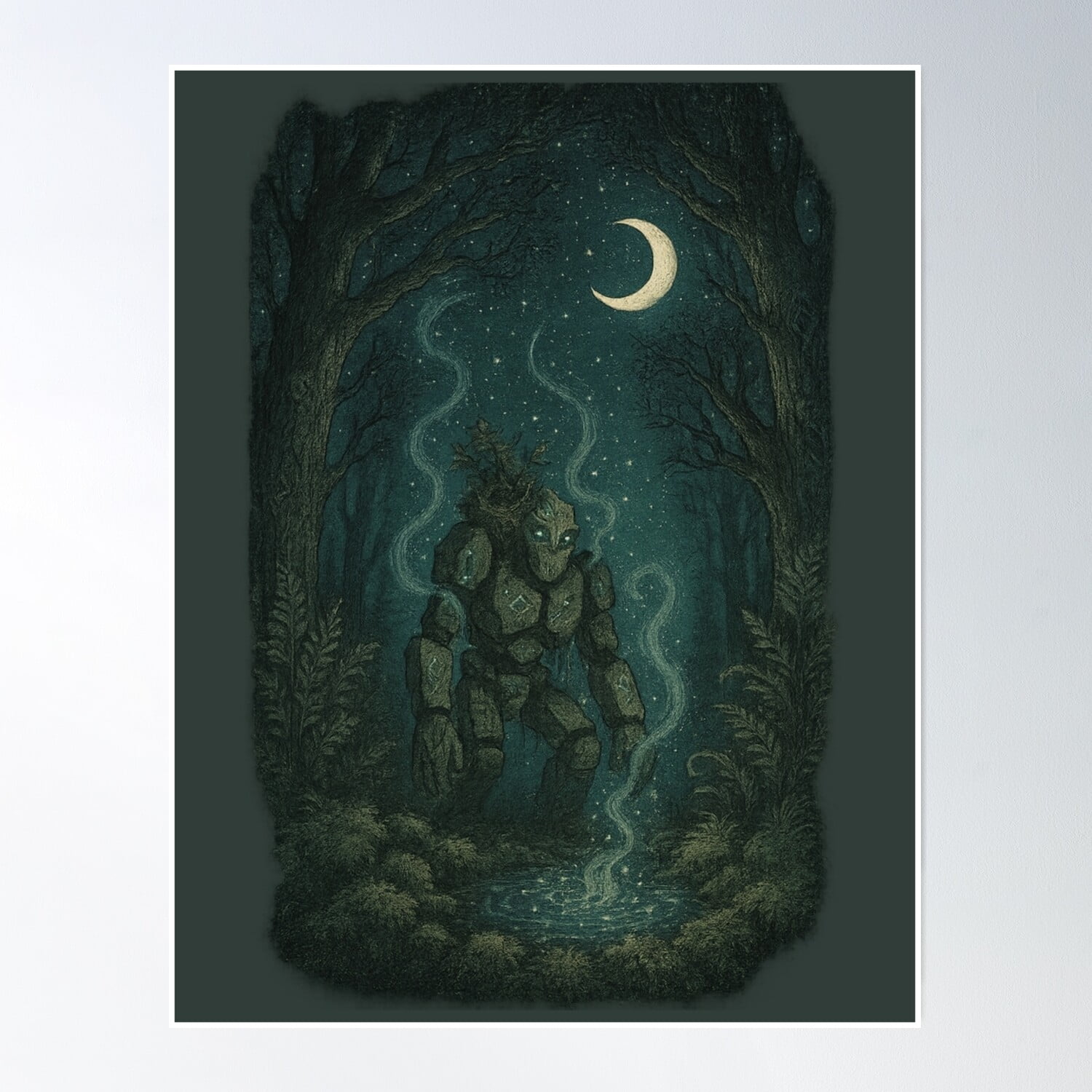 Midnight Sentinel – Forest Golem Awakens Poster Wall Art, Modern Wall ...
