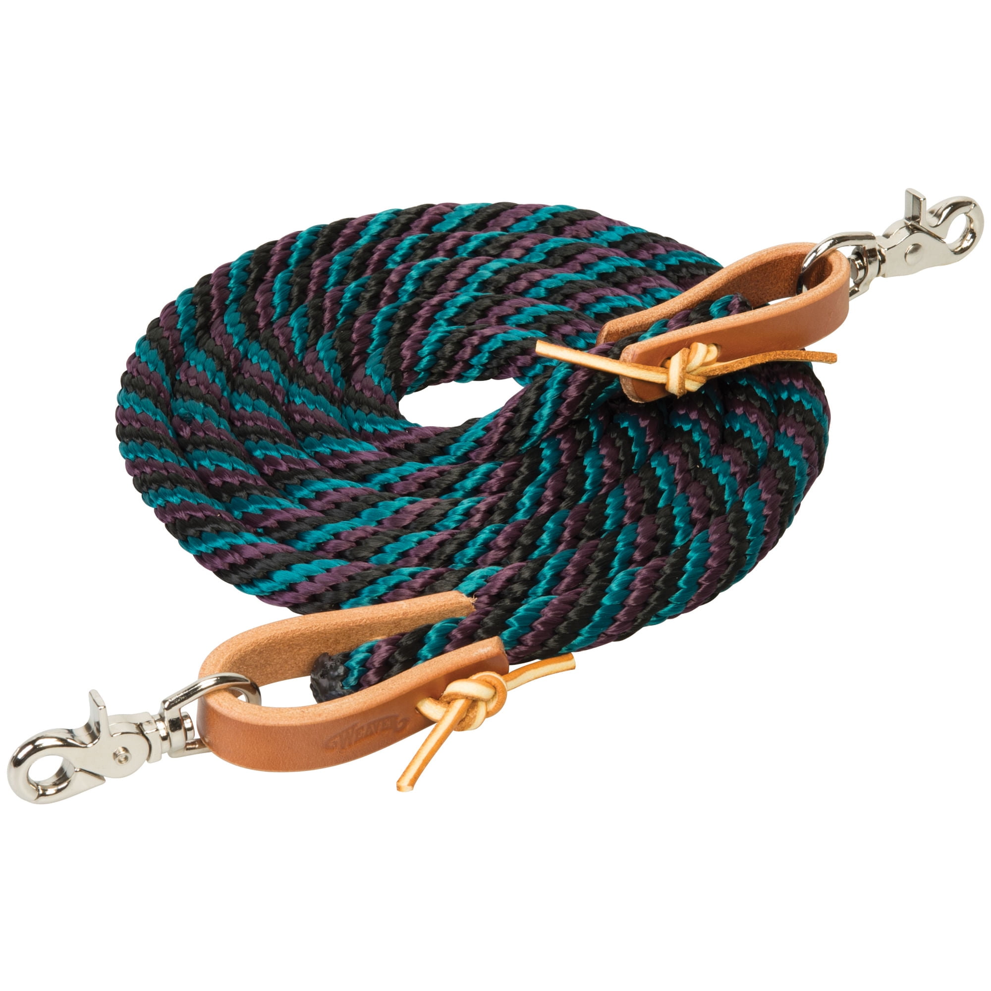 Midnight Sky 8 Ft Weaver Horse Poly Roping Reins W/ Leather Laces Loop ...