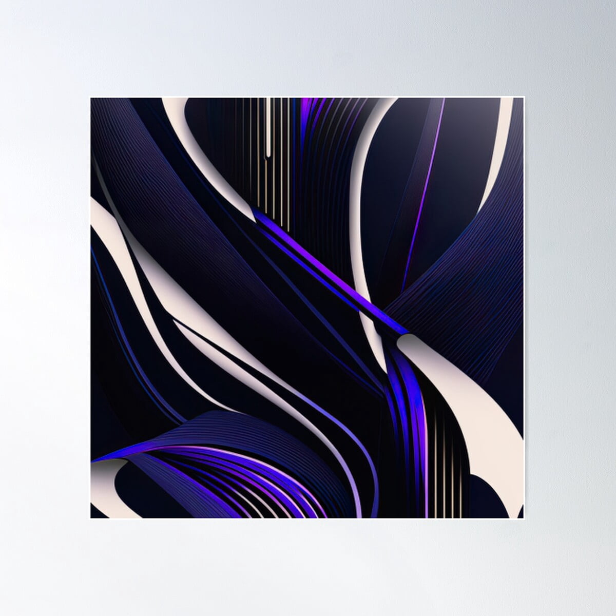 Midnight Sky Abstract Lines Poster Wall Art, Modern Wall Decor For ...