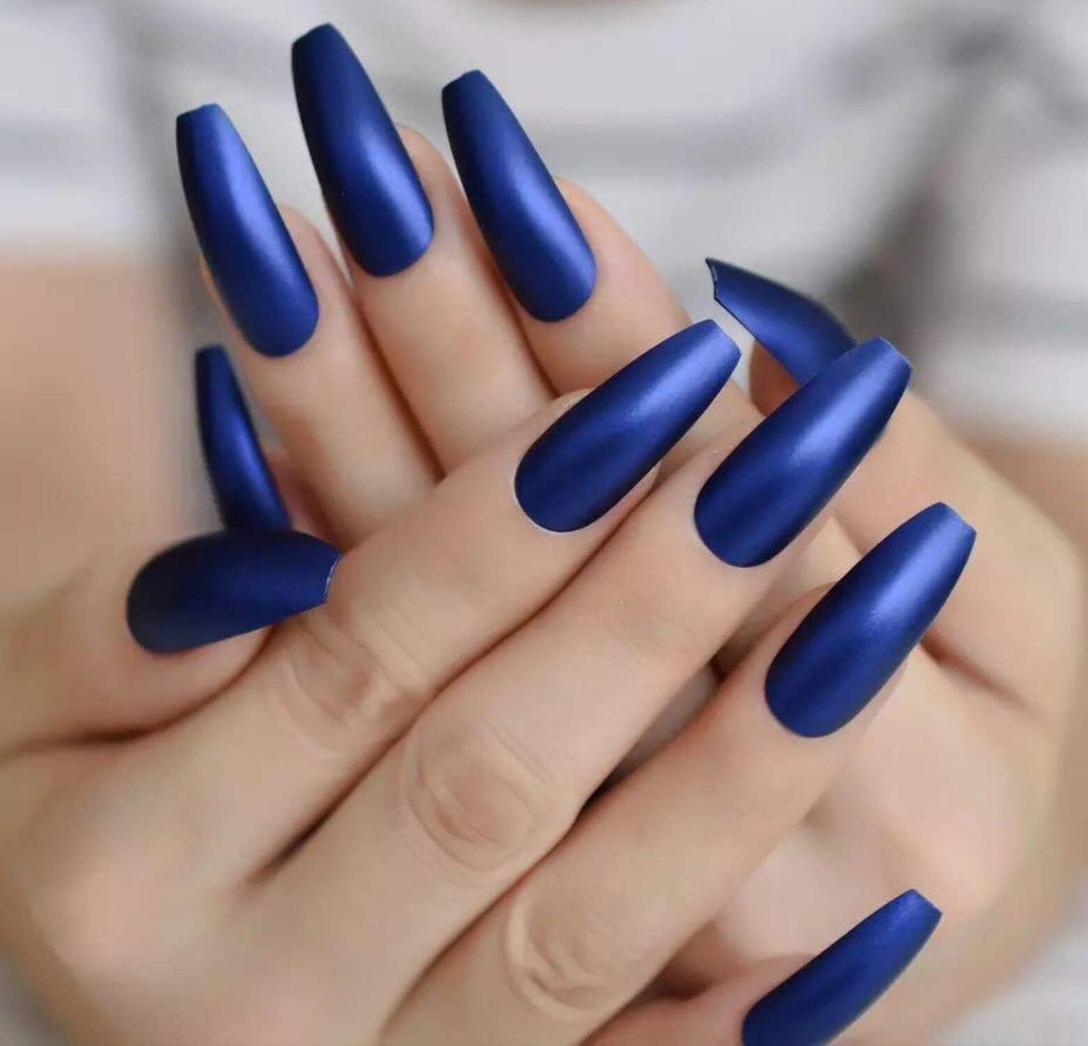Midnight Sky, Blue Matte Press On Nails, Extra Long Artificial Tips ...