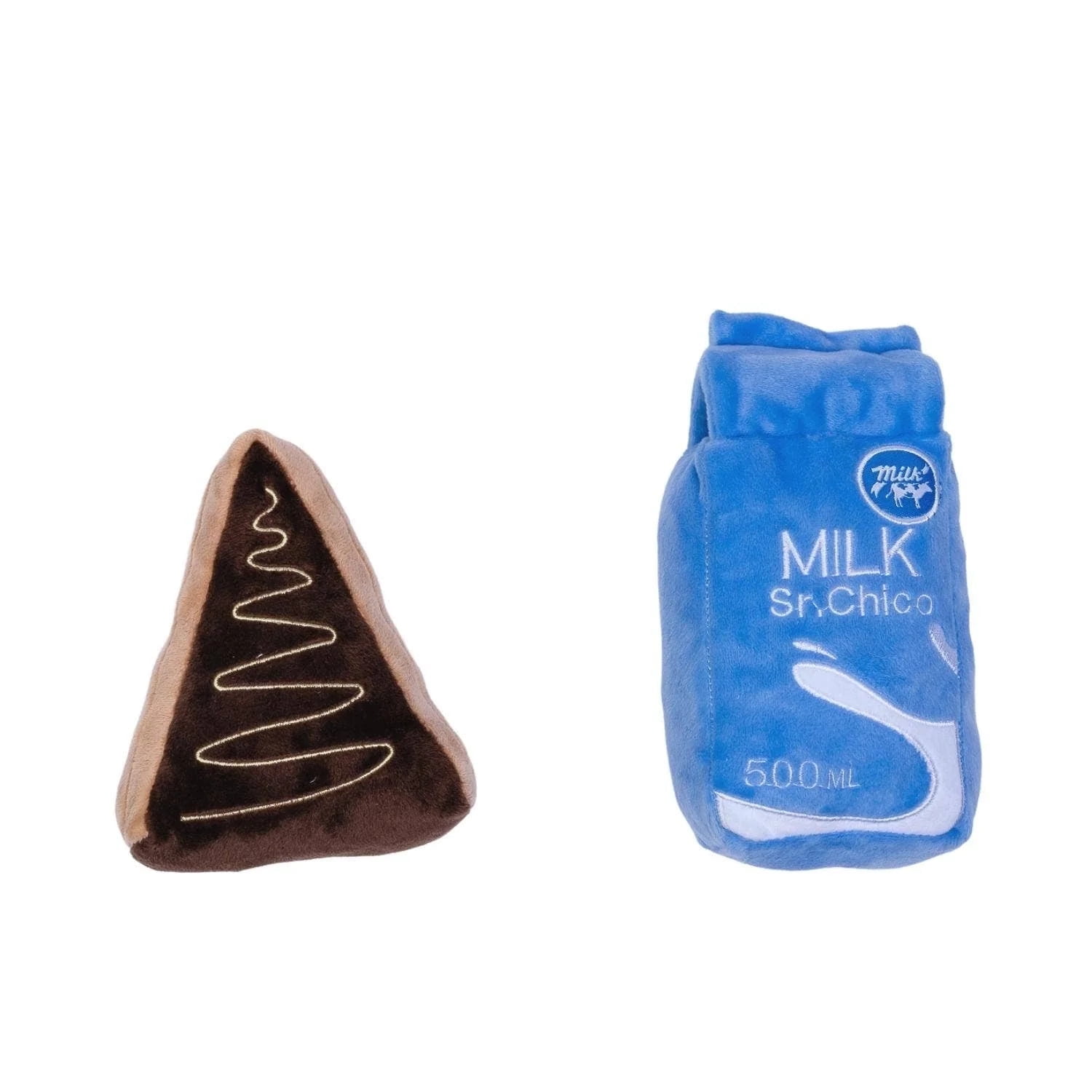Cake Slice & Milk Midnight Snack Plush Dog Toy Gift Set – with Squeaker ...