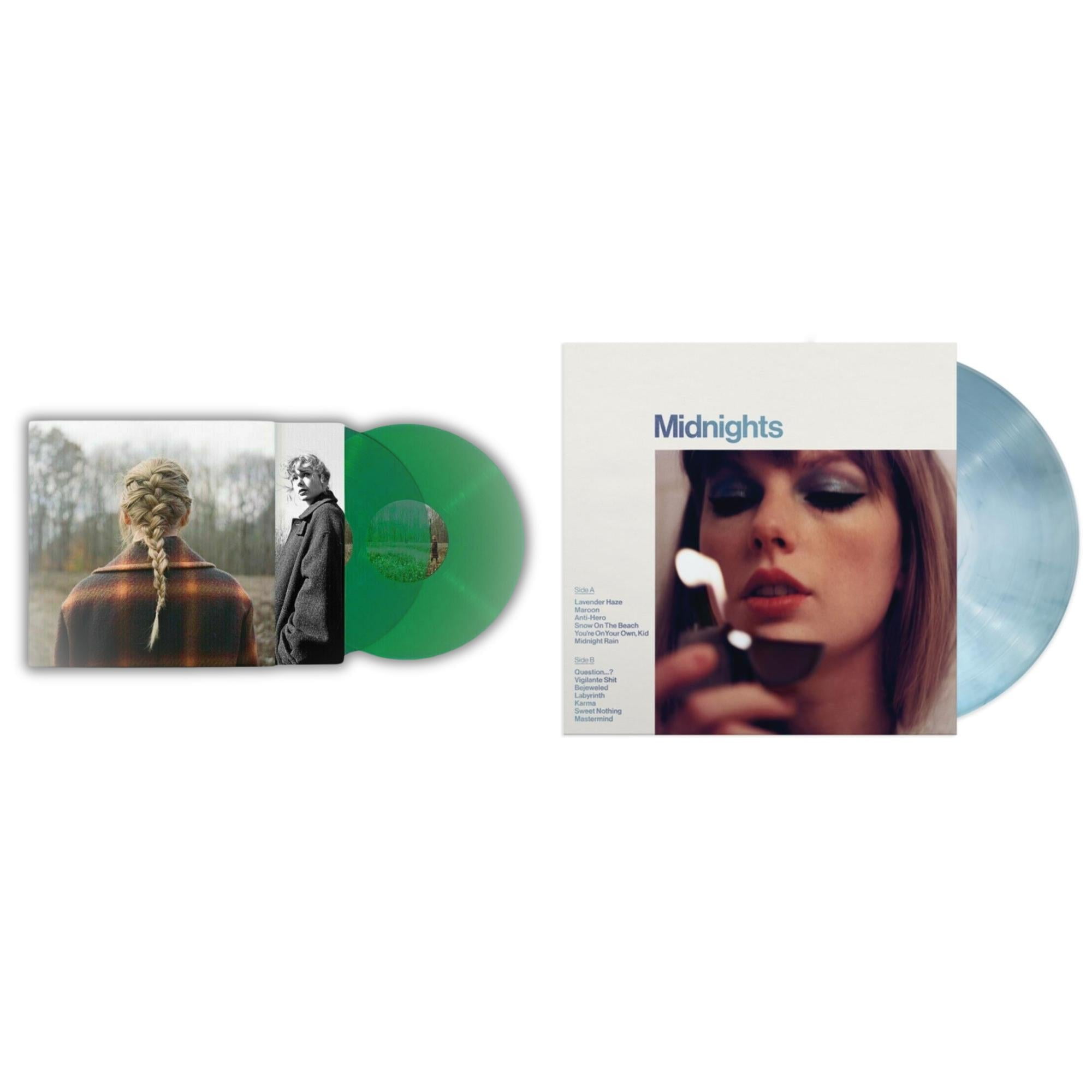 Taylor Swift - Evermore (Translucent Green Vinyl/2LP) & Midnights (X ...