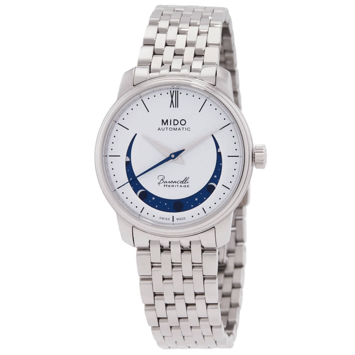 Mido Baroncelli Smiling Moon Automatic White Dial Ladies Watch ...