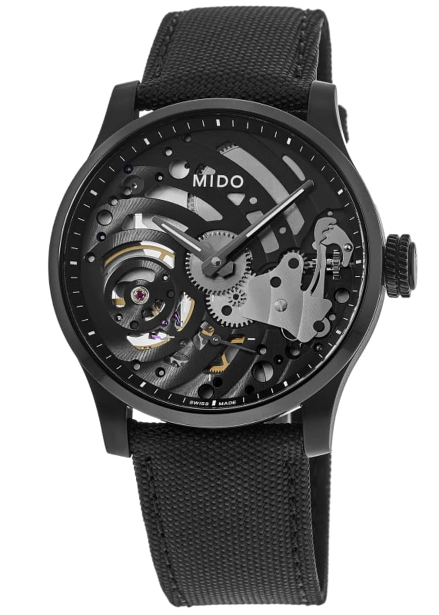Mido Multifort Mechanical Skeleton Limited Edition Black Fabric Strap Men's Watch M032.605.47 ...
