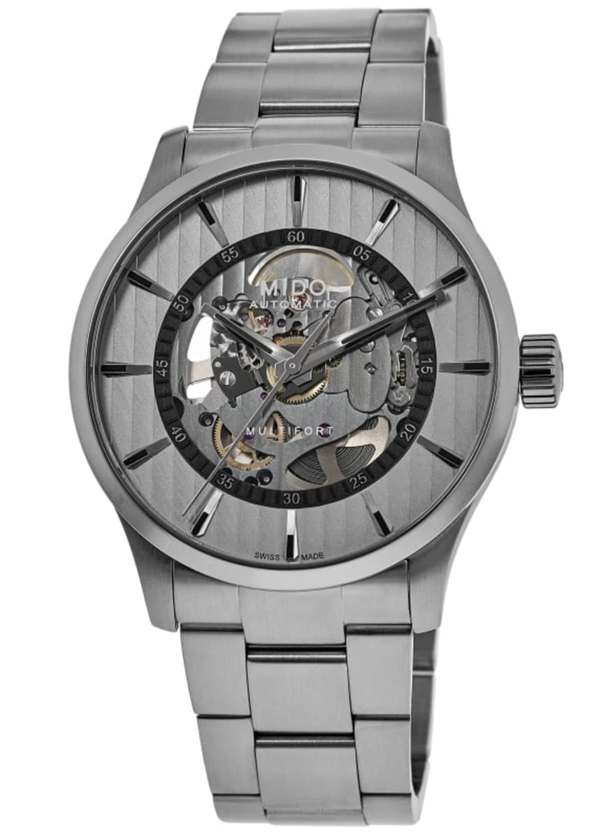 Mido Multifort Skeleton Vertigo Rhodium Dial Steel Men's Watch M038.436 ...