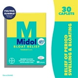 Midol Bloat Relief, Bloating Relief Caplets, 30 Count HSA/FSA Eligible ...