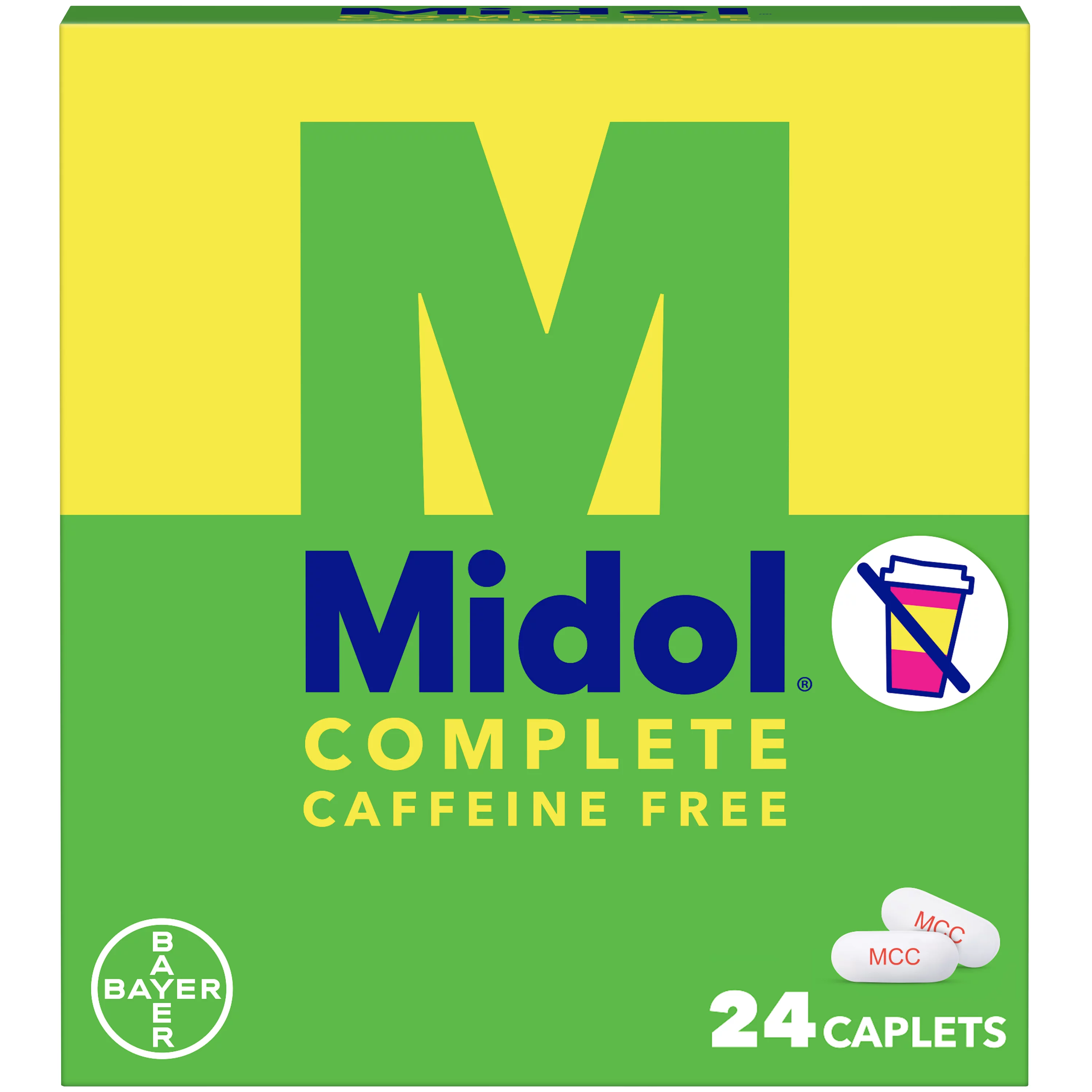 Midol Complete Caffeine Free Menstrual Pain Relief Caplets, 24 ct ...