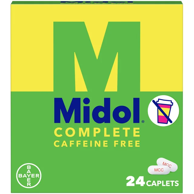 Midol Complete Caffeine Free Menstrual Pain Relief Caplets, 24 ct ...