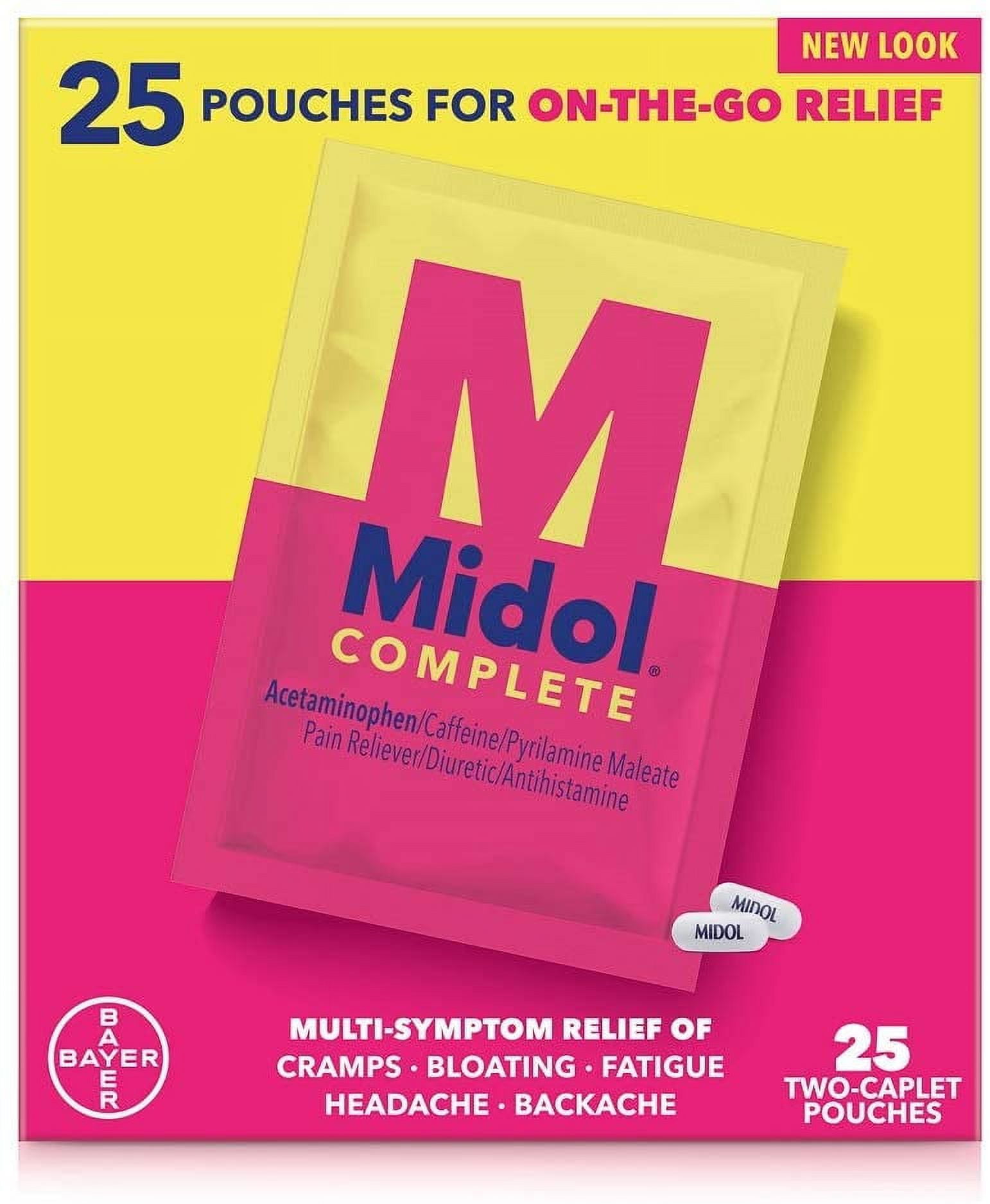 Midol Complete Caplets with Acetaminophen for Menstrual Symptom Relief - 50 Count (25 Pouches of ...
