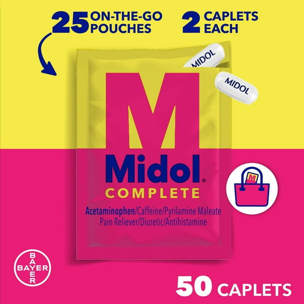 Midol Complete on The Go, For Relief of Menstrual Pain, 25 Pouches ...