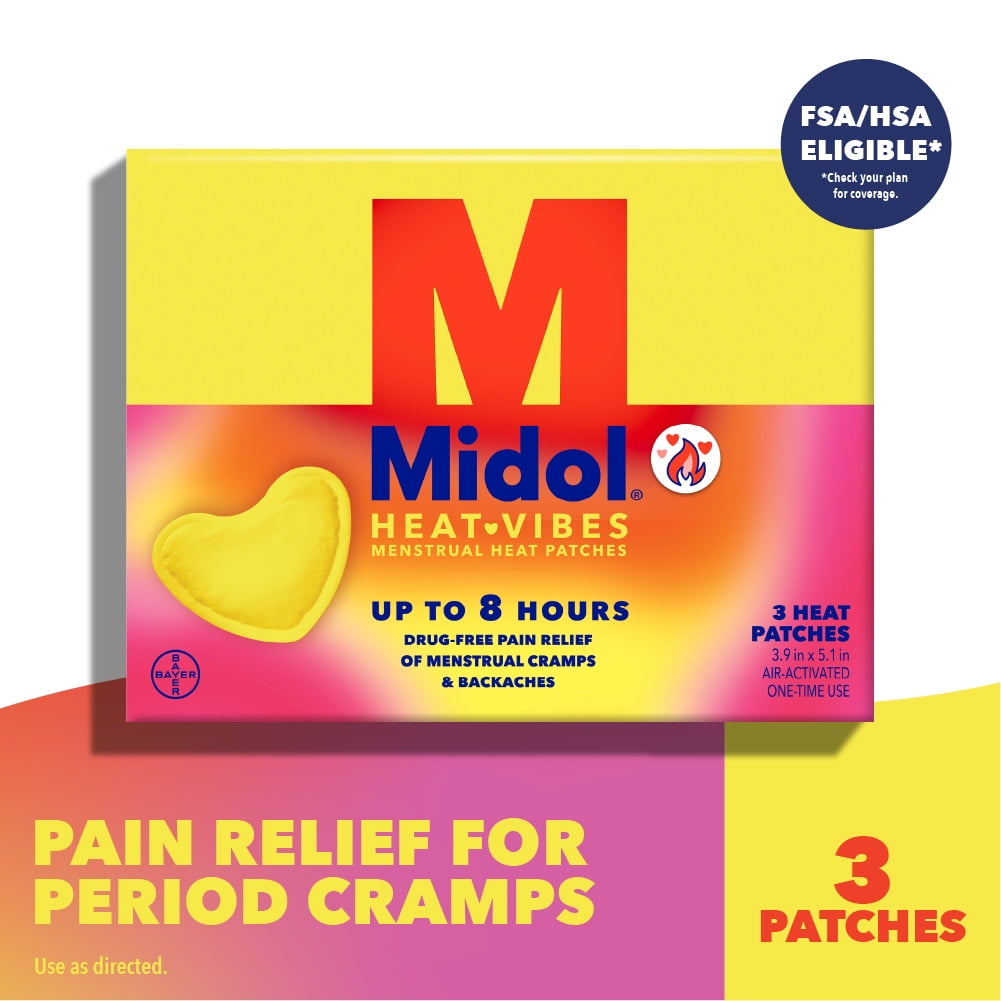 Midol Heat Vibes Menstrual Pain Relief Heat Patches - 3 Count HSA/FSA ...