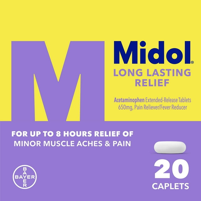 Midol Long Lasting Relief Menstrual Pain Relief Caplets, 20 Count ...