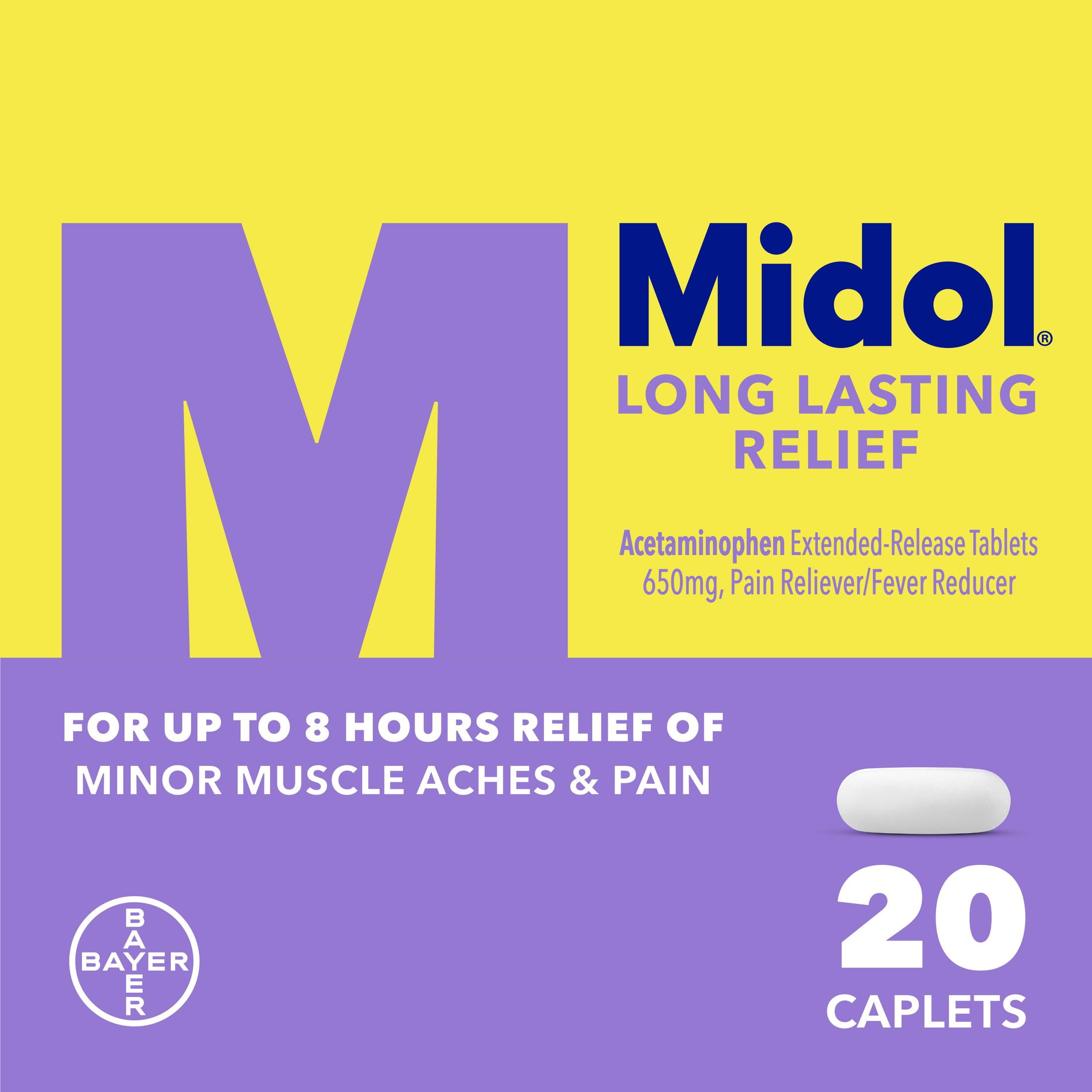 Midol Long Lasting Relief Menstrual Pain Relief Caplets, 20 Count ...