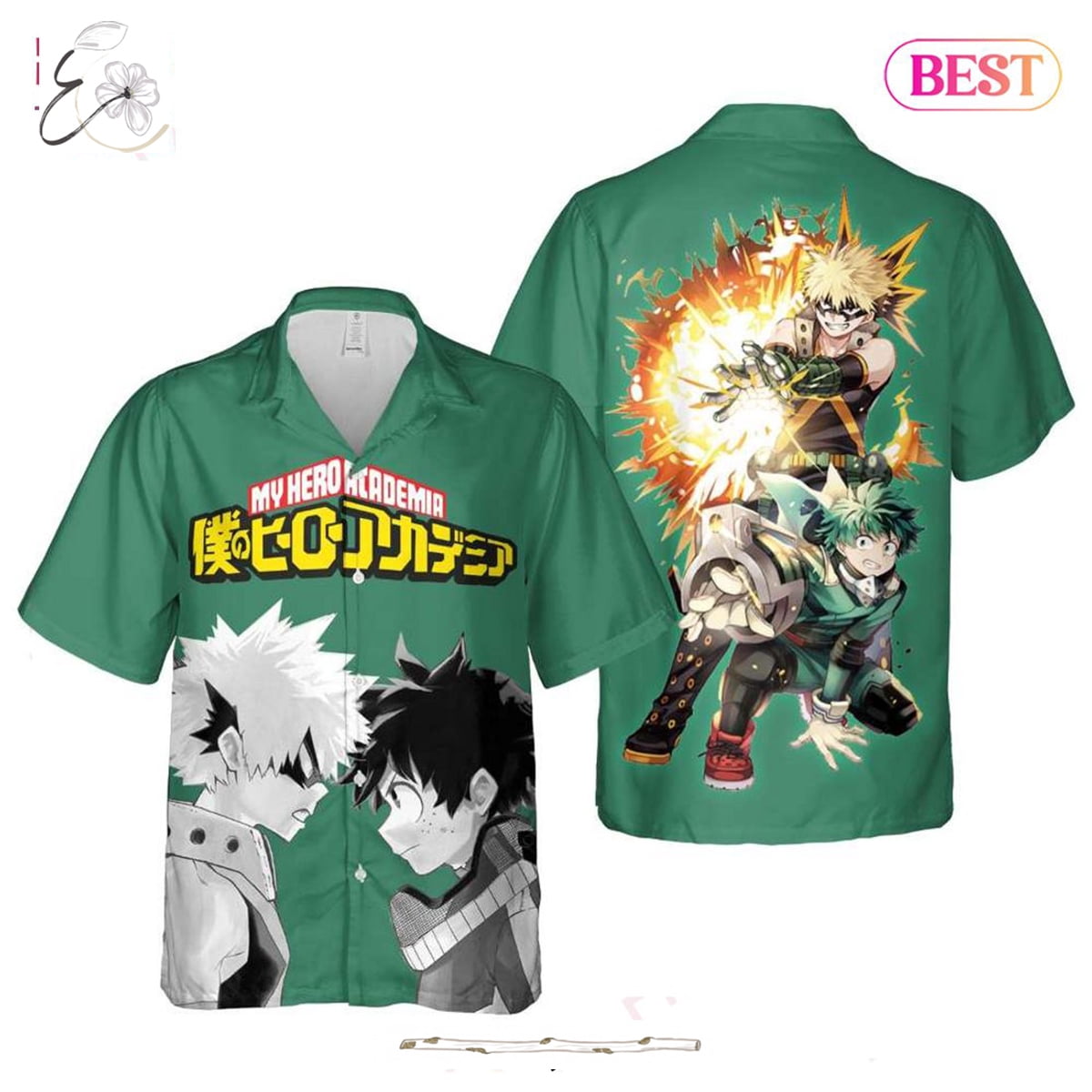 Midoriya And Bakugo Hawaiian Shirt My Hero Academia Anime Shirt for Men ...