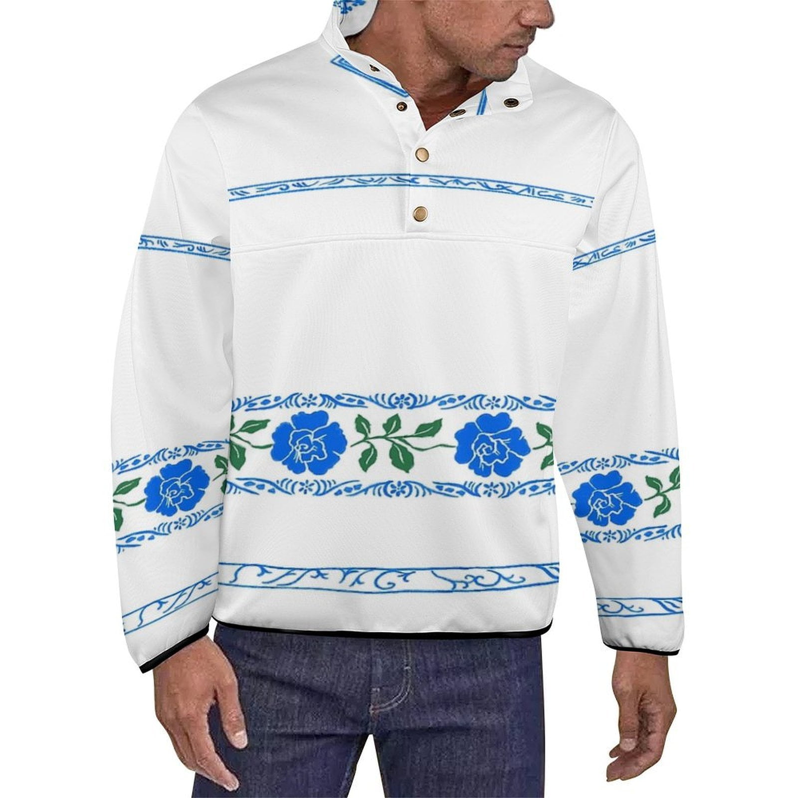 Midsommar Men's Stand Collar Sweater Long Sleeve Clothing Loose Fit ...