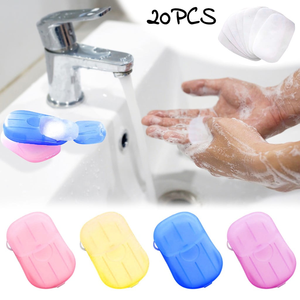 Midsumdr 20Pcs Soap Paper Sheets Portable Disposable Travel Scented Bath Slice Sheet Foaming ...