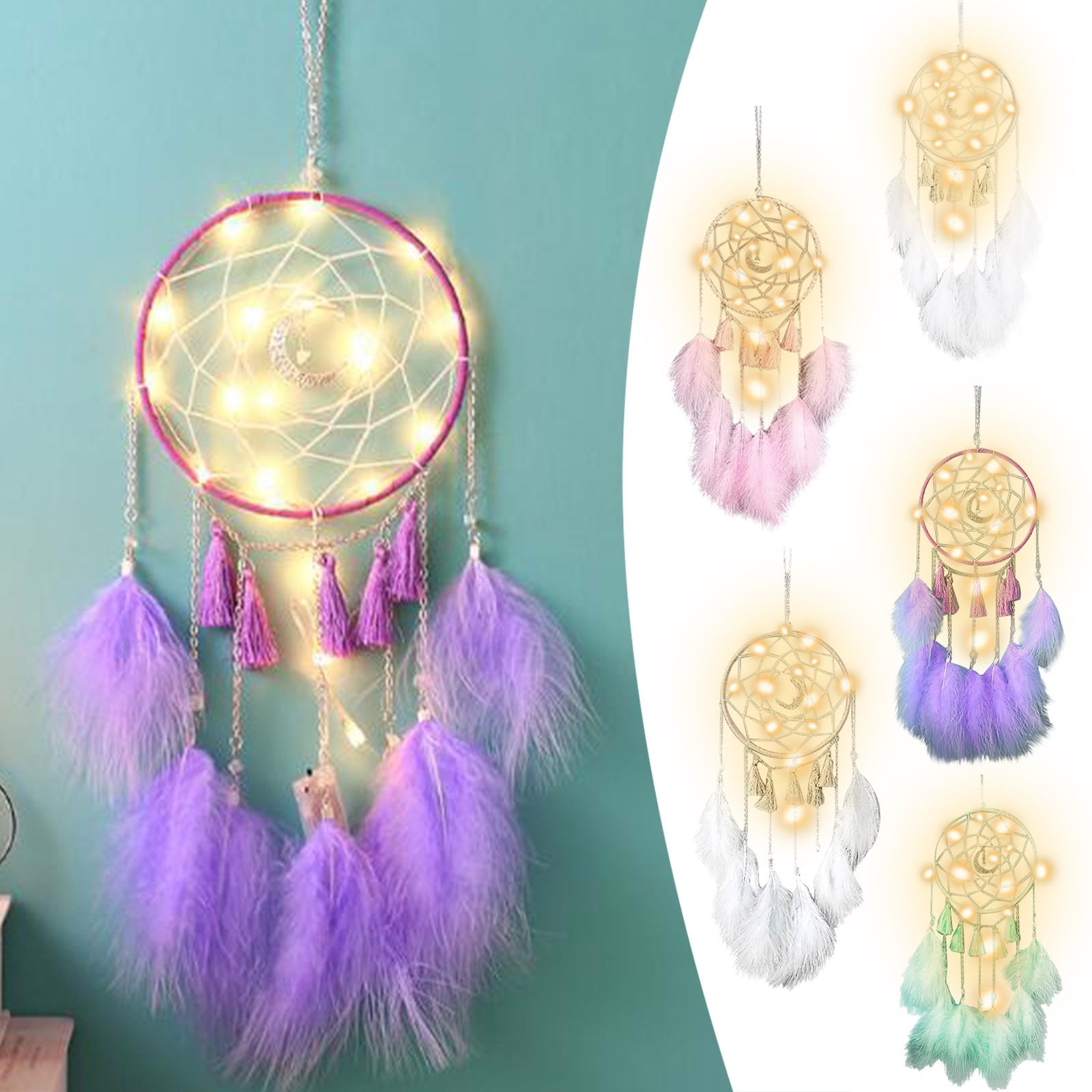 Midsumdr Boho Wall Art Macrame Decor White Feather Dream Catchers ...