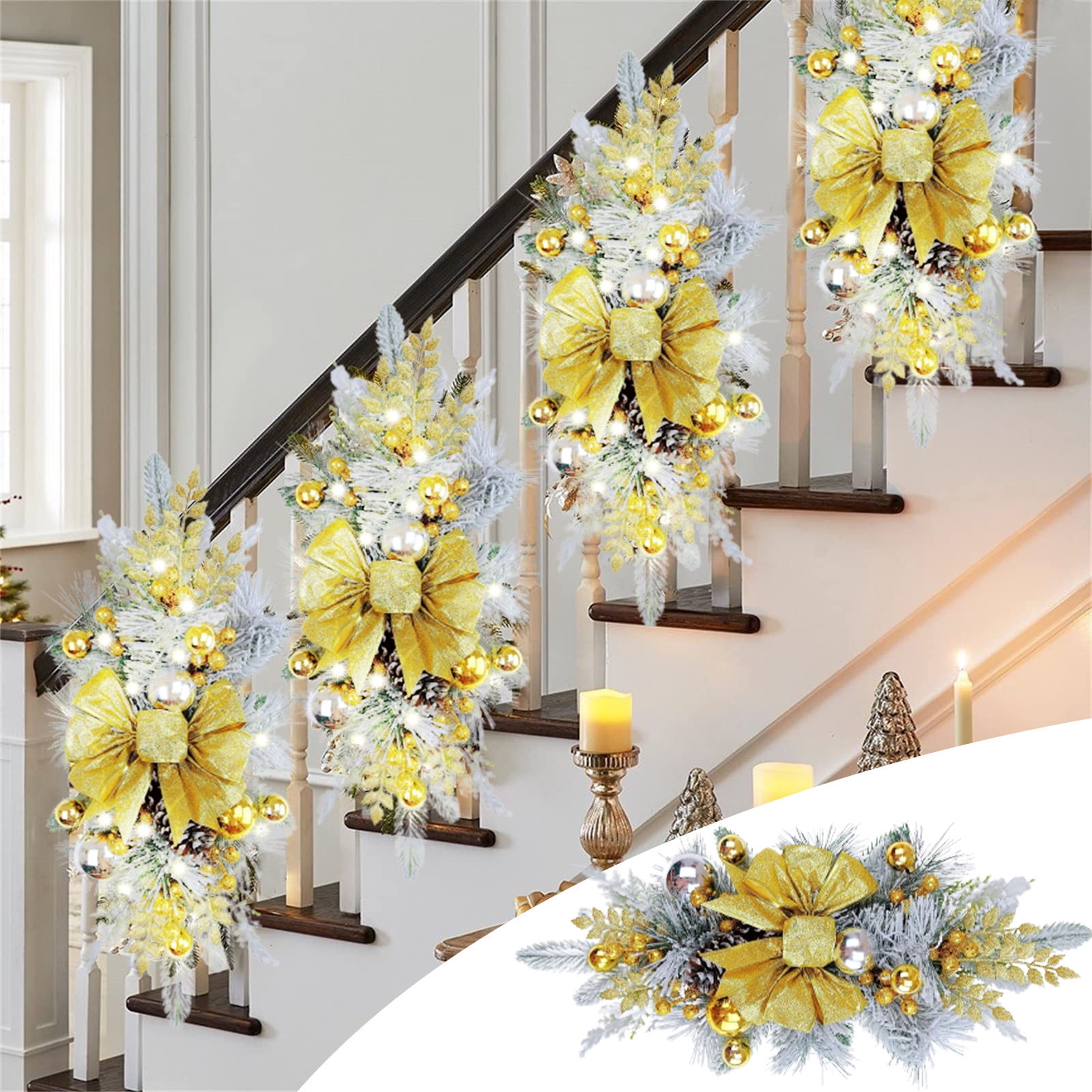 Midsumdr Christmas Decorations Garland Stairs Front Door Garland ...